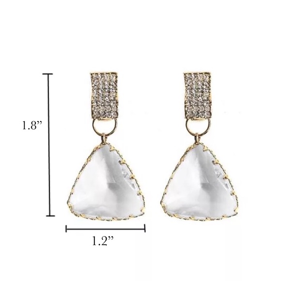 Jewelry | Clear Crystal Triangle Drop Earrings With Gold | Poshmark
